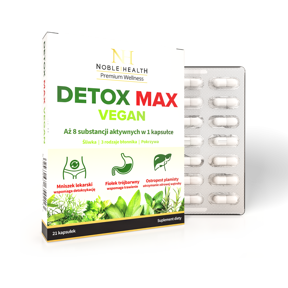 NOBLE HEALTH Detox Max Vegan detoksykacja organizmu - 21 kapsułek ...