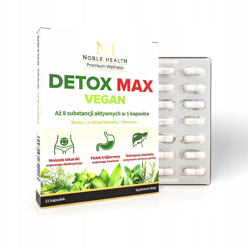 NOBLE HEALTH Detox Max Vegan detoksykacja organizmu - 21 kapsułek ...